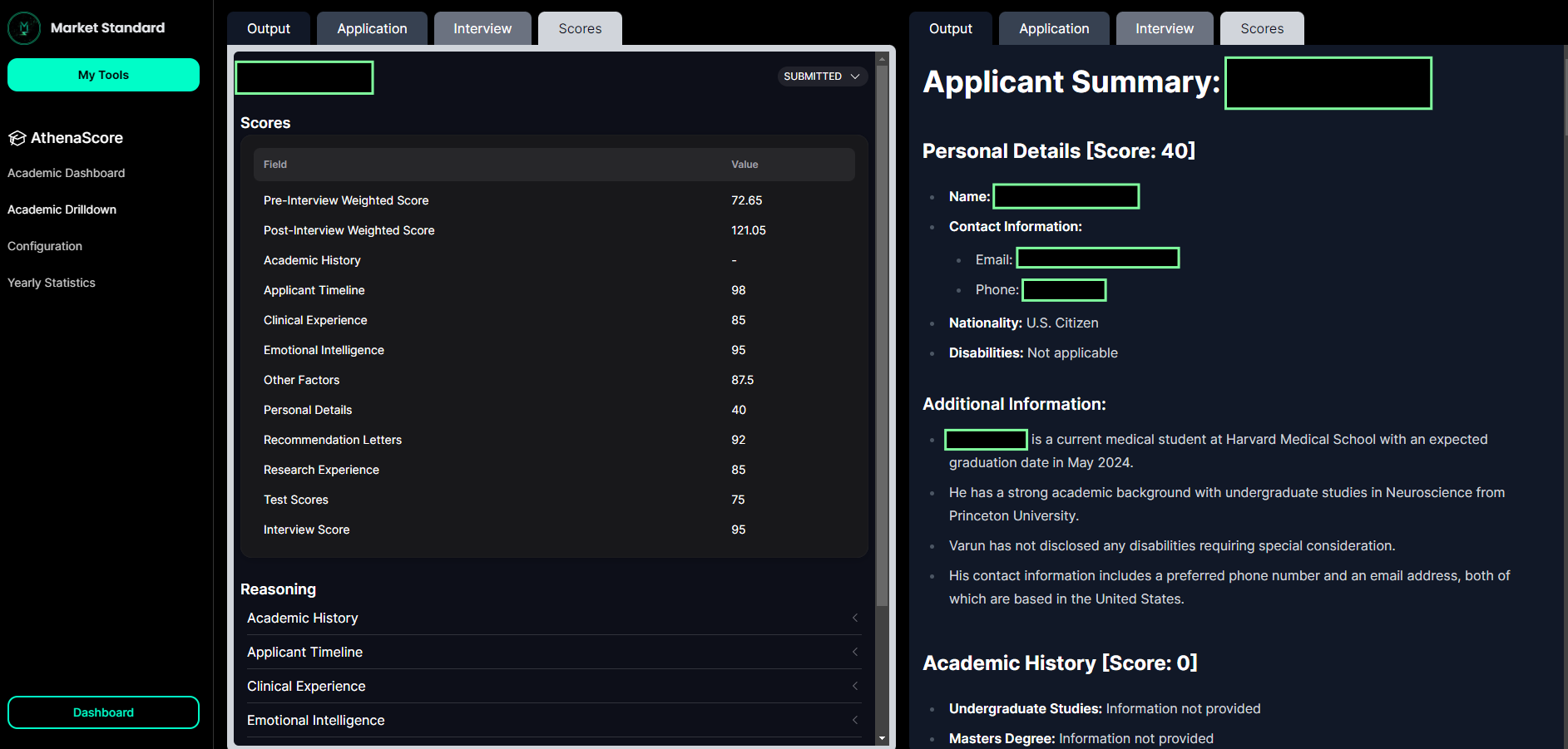 Academic Admissions Application Analyzer | Athena Score